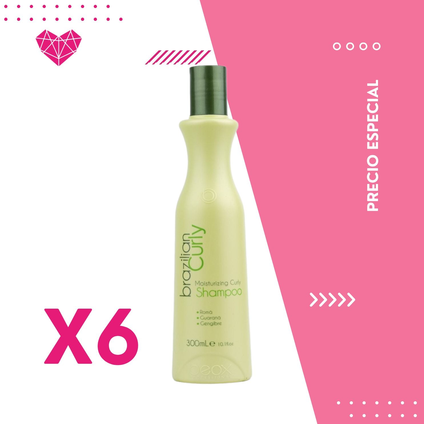 Moisturizing Shampoo Brazilian Curly 300mL x 6 unidades – Bijou Cosmetics